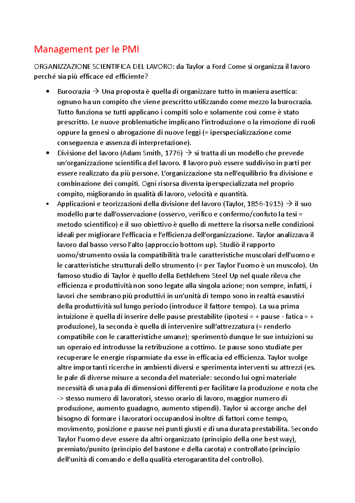 Management lezione 2 - Management per le PMI ORGANIZZAZIONE SCIENTIFICA ...