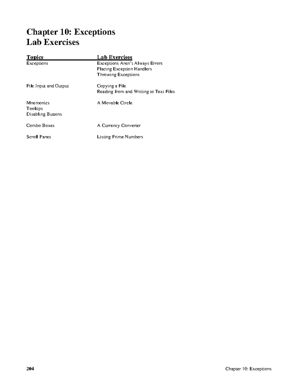 Exception Labs Lecture Notes Chapter 10 Exceptions Lab Exercises 0304