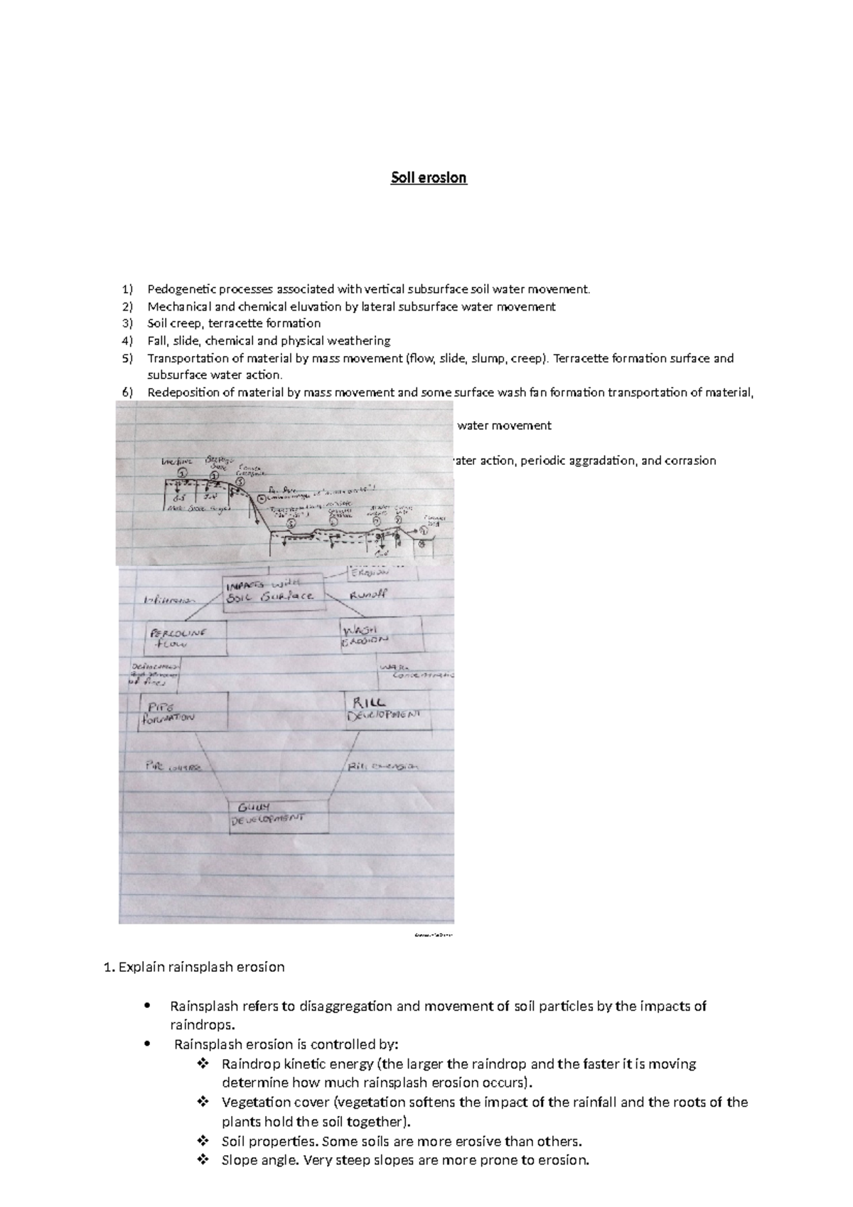 Soil erosion assignment - Soil erosion Pedogenetic processes associated ...