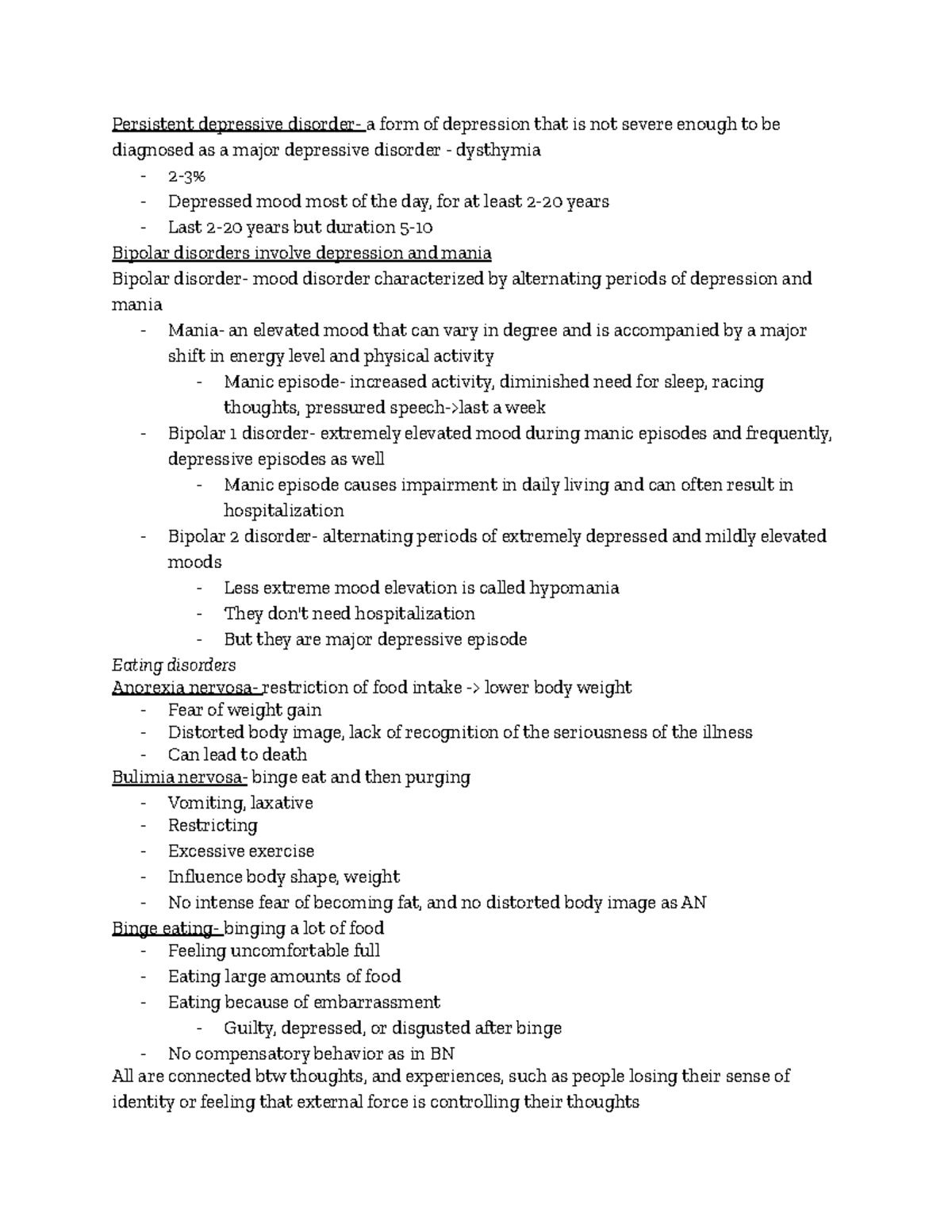 Intro psychology 7 - Persistent depressive disorder- a form of ...