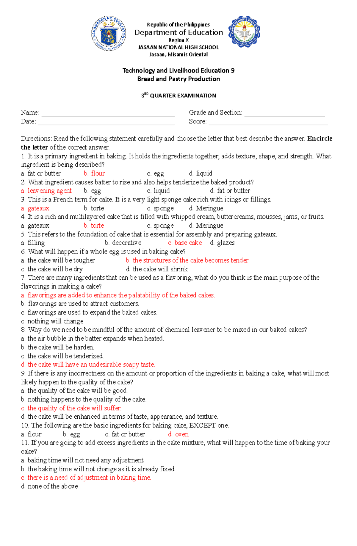 Q3 TEST Questions FOR Grade 9 BPP - Republic of the Philippines ...