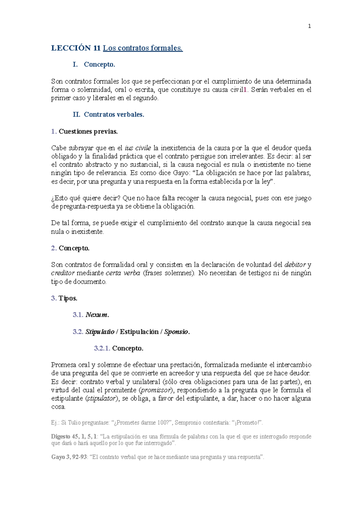 Derecho romano los contratos formales - 1 11 Los contratos formales. I ...