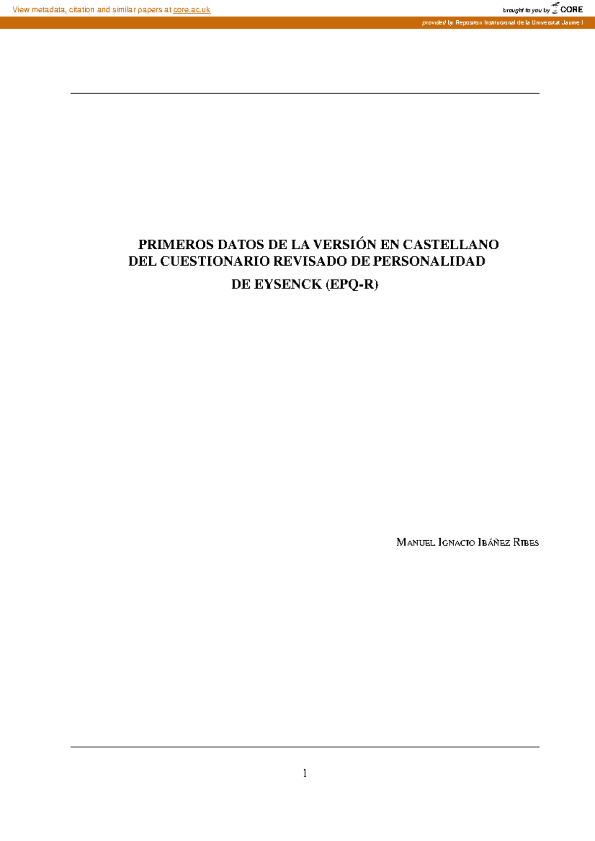 Eysenck - dasdasdas - PRIMEROS DATOS DE LA VERSIÓN EN CASTELLANO DEL ...