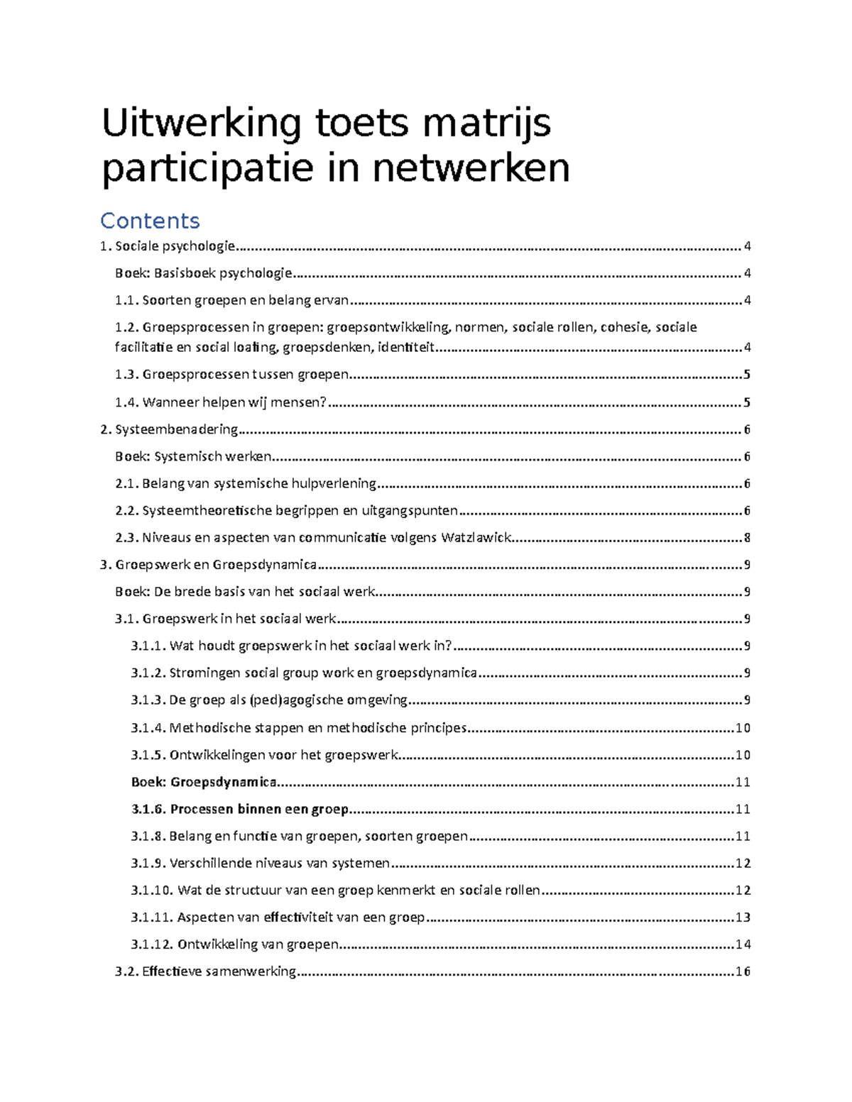 Uitwerking toet matrijs participatie in netwerken - Social Work ...