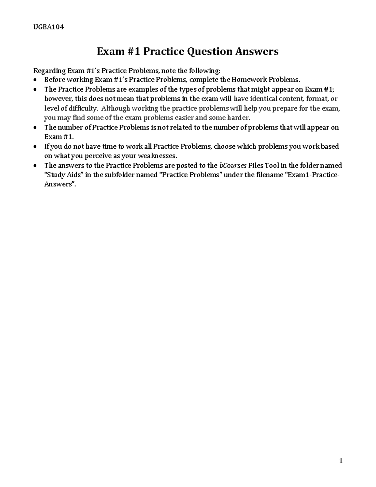 Exam1-Practice-Answers - Exam #1 Practice Question Answers Regarding ...