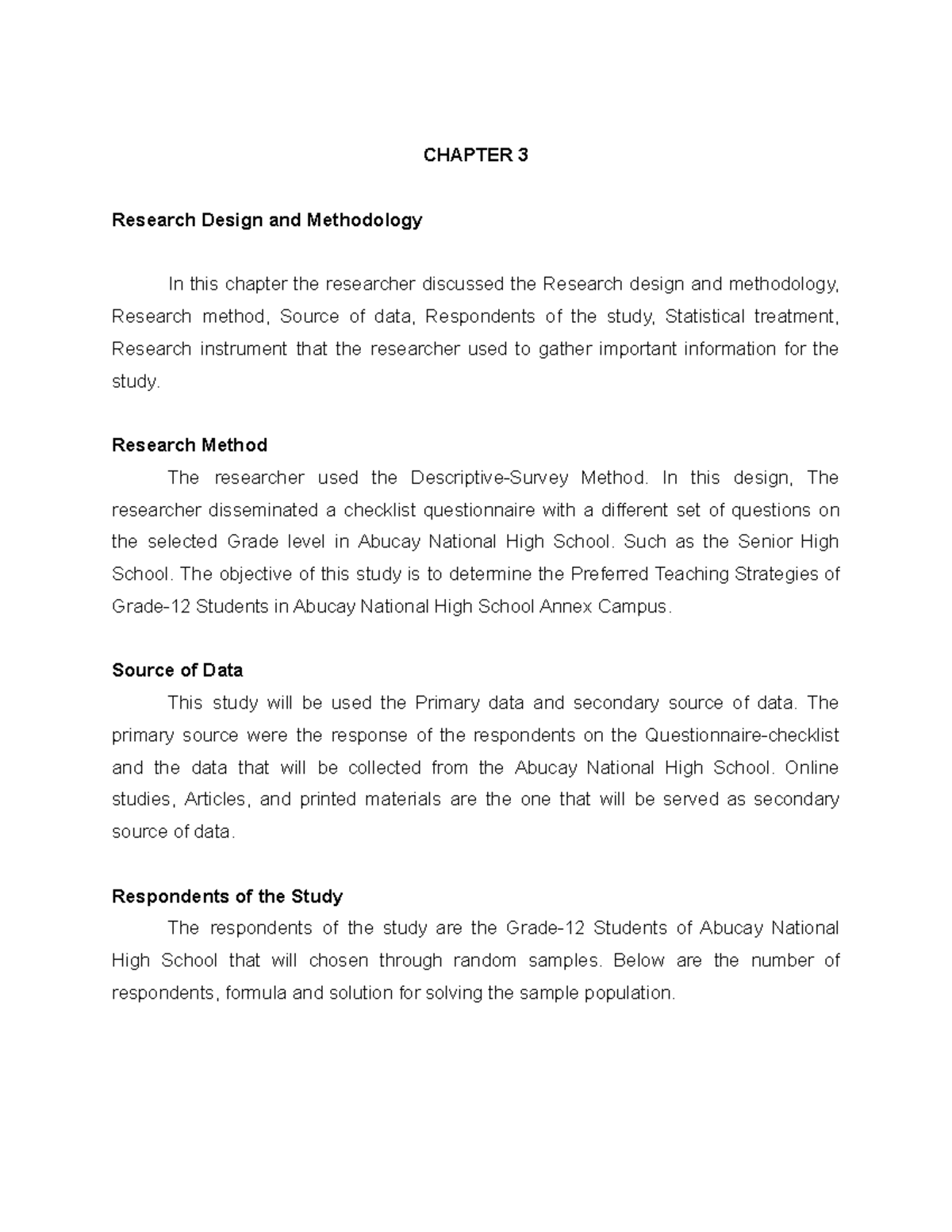 PTS Chapter 3 - CHAPTER 3 Research Design and Methodology In this ...