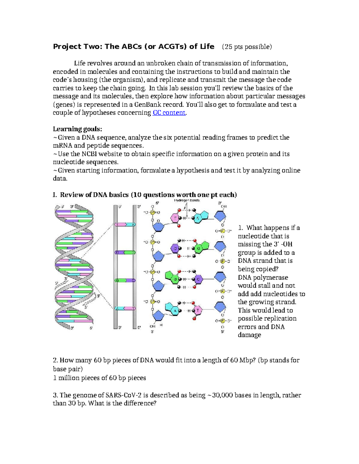 2 Proj S23(Victor Luo) - Project Two: The ABCs (or ACGTs) of Life (25 ...