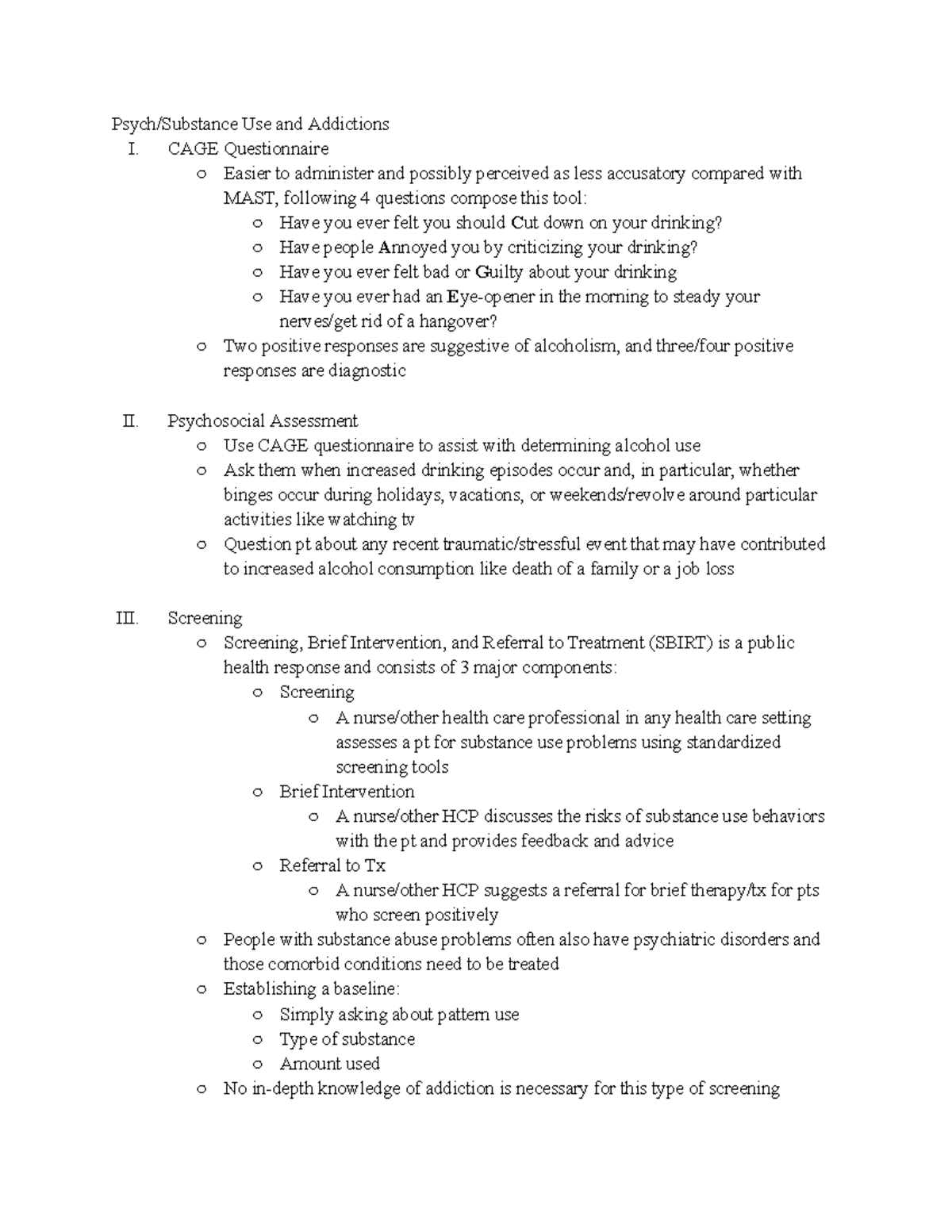 Substance Abuse Tests - Summary - Psych/Substance Use and Addictions I ...