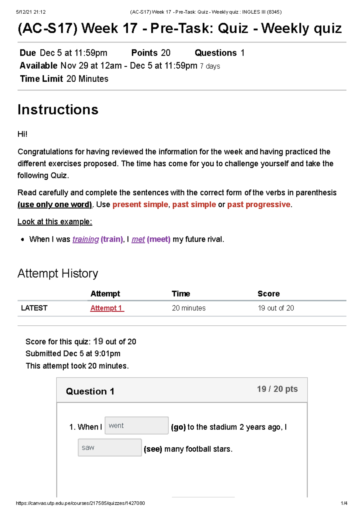 (AC-S17) Week 17 - Pre-Task Quiz - Weekly quiz Ingles III (8345) - (AC ...