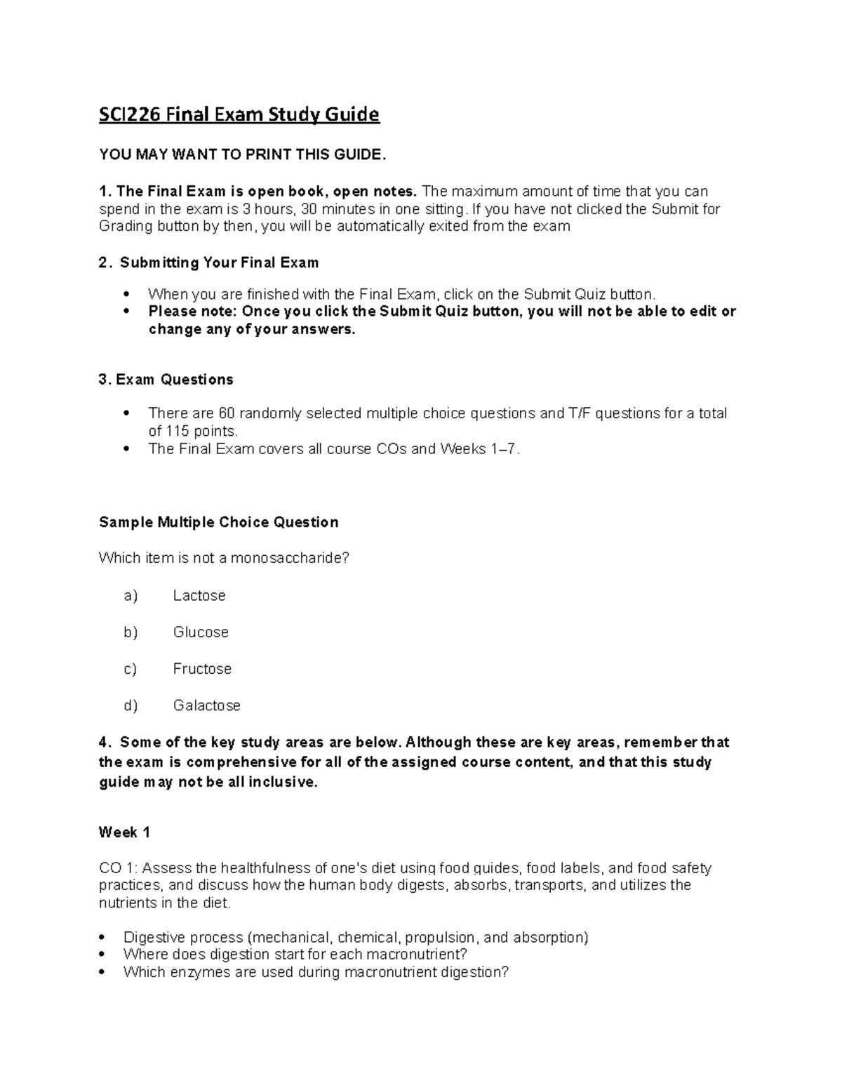 SCI226 Final Exam Study Guide (2) - SCI226 Final Exam Study Guide YOU ...