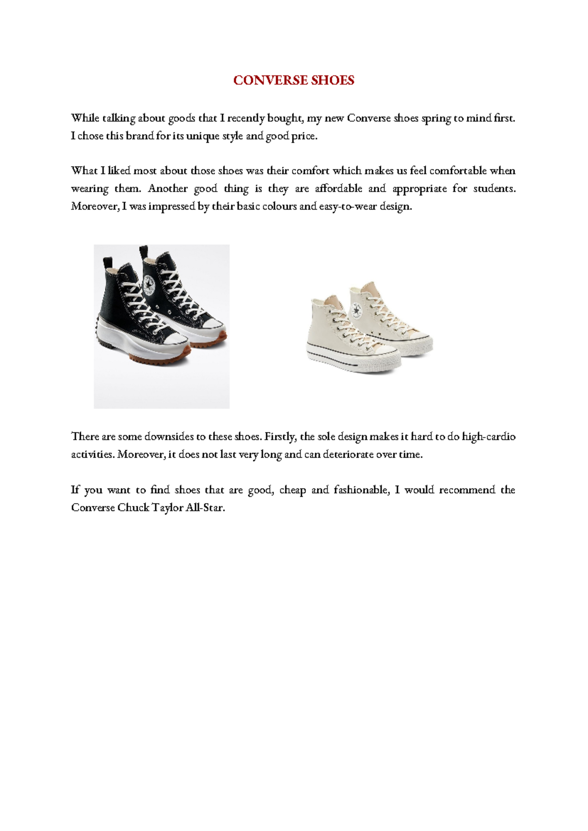 Group 3 Converse Shoes - Summary Tiếng anh cơ bản - CONVERSE SHOES ...