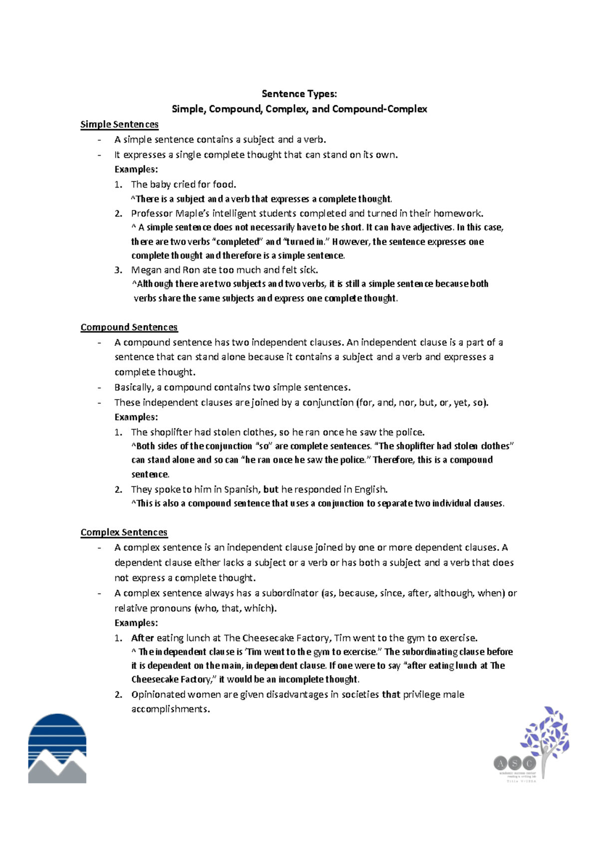 Setence types 2 - Mrs Merric - Sentence Types: Simple, Compound ...