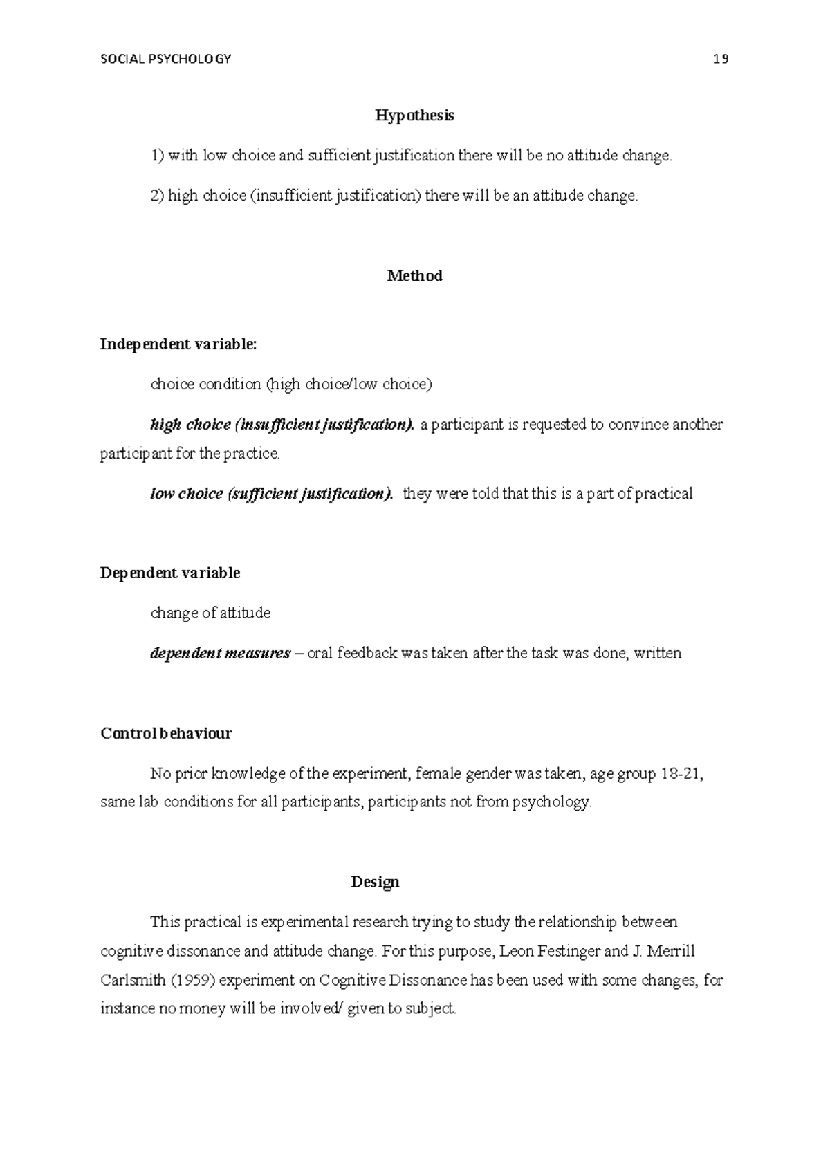 AIM - Hypothesis with low choice and sufficient justification there ...