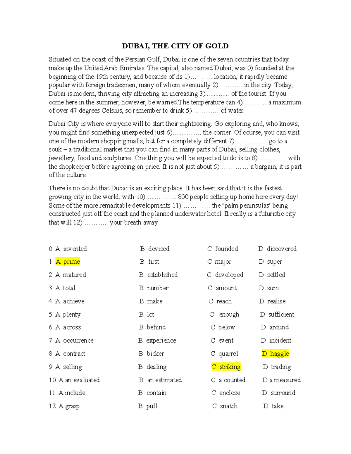 Dubai - reading - DUBAI, THE CITY OF GOLD Situated on the coast of the ...