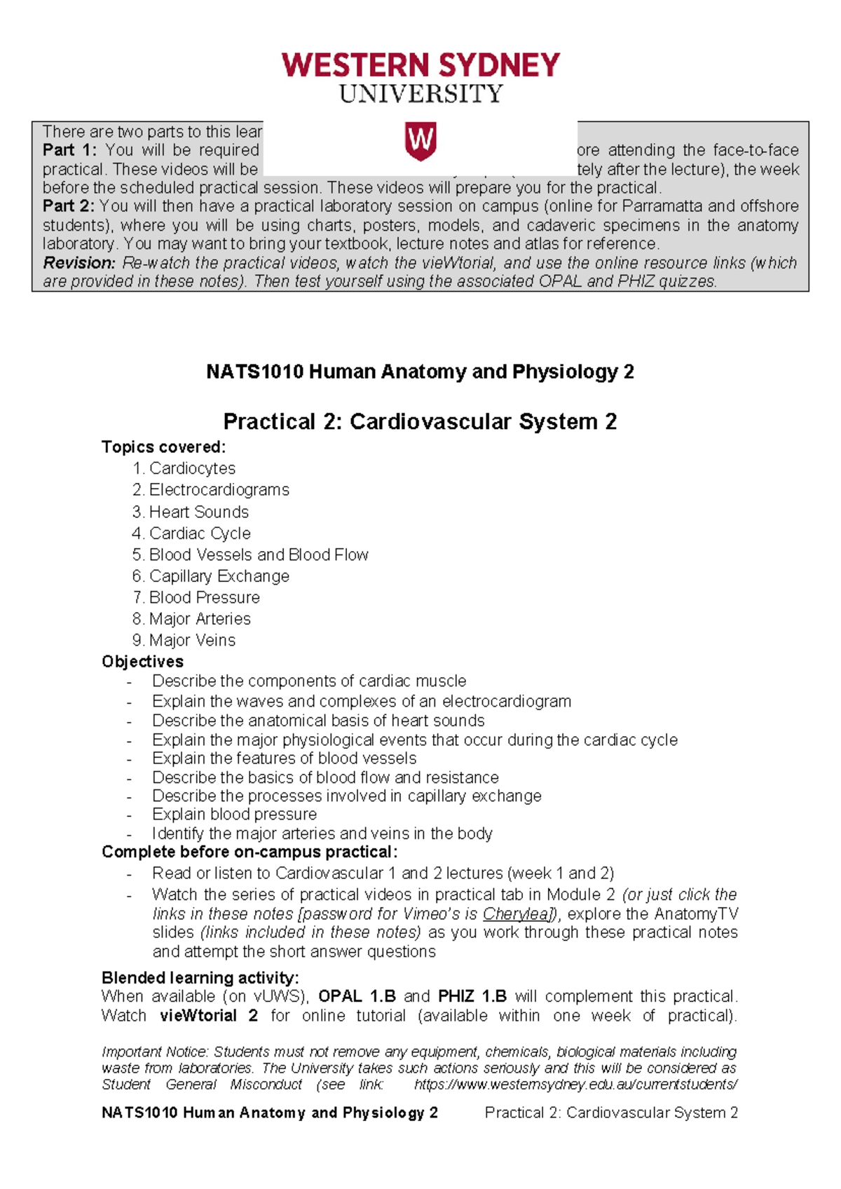 Practical 2 Cardiovascular System 2 (student)(5) - There are two parts ...