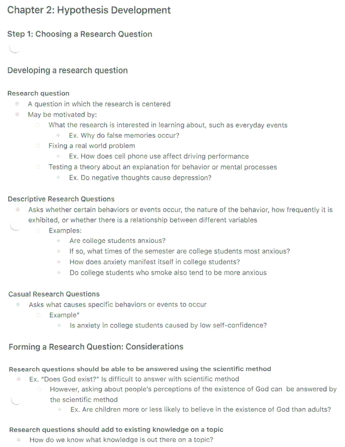 Psy-50, Chapter 2 - Hypothesis Development - PSY-50 - RCC - Studocu