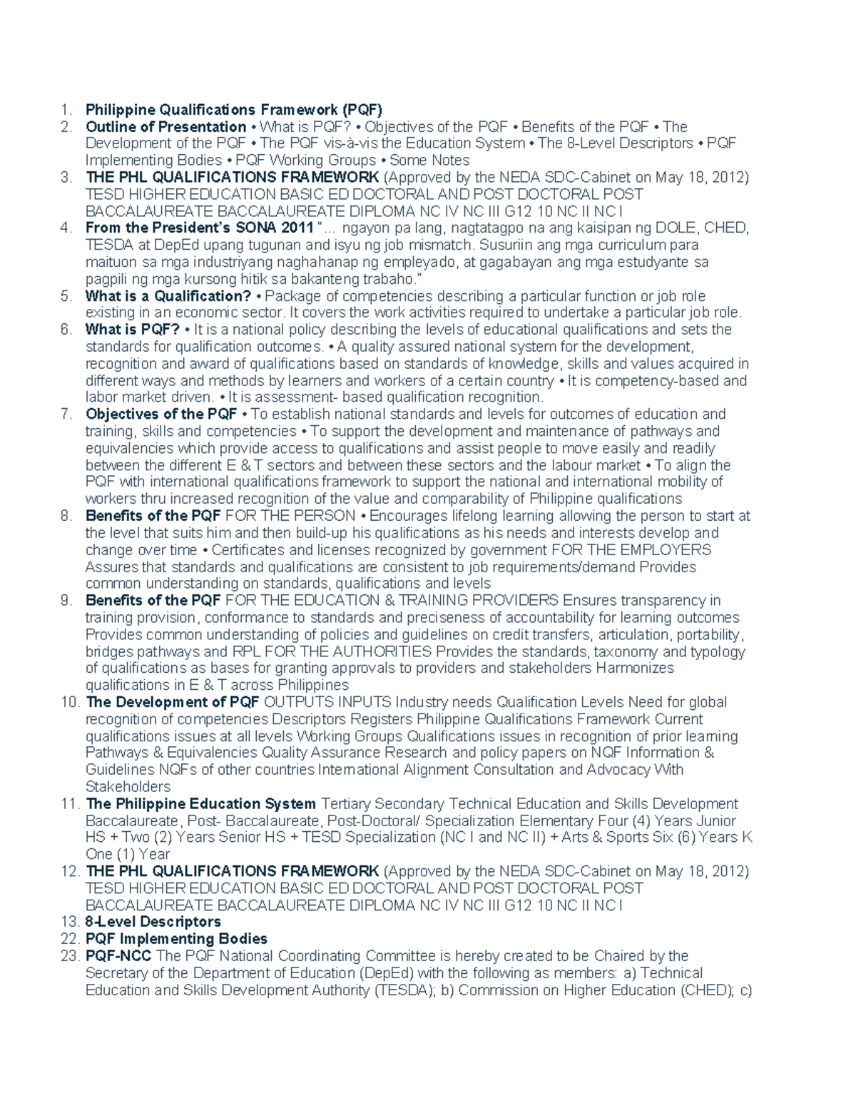 Philippine Qualifications Framework - 1. Philippine Qualifications ...
