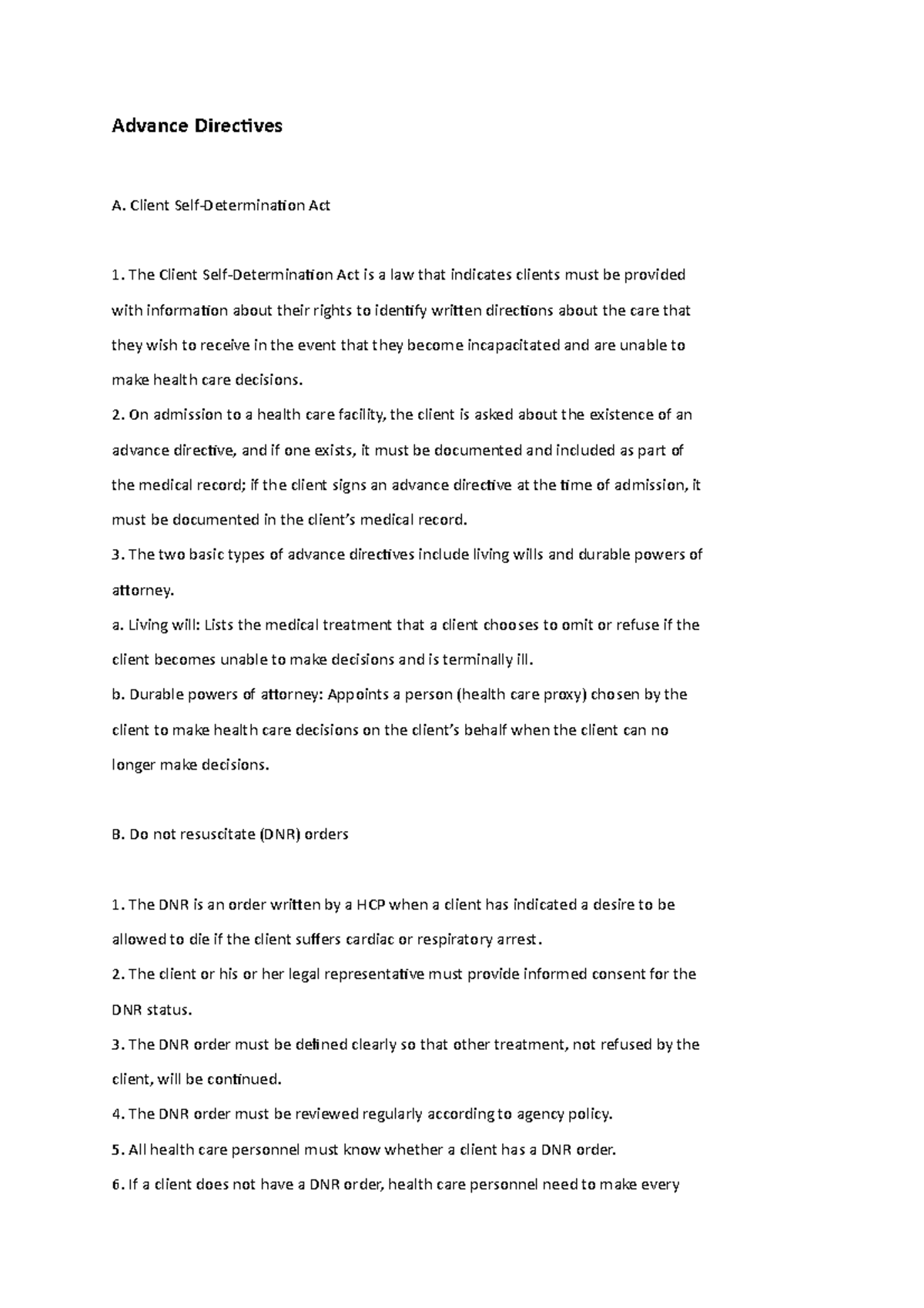 6. Advance Directives - for academic use only - Advance Directives A ...
