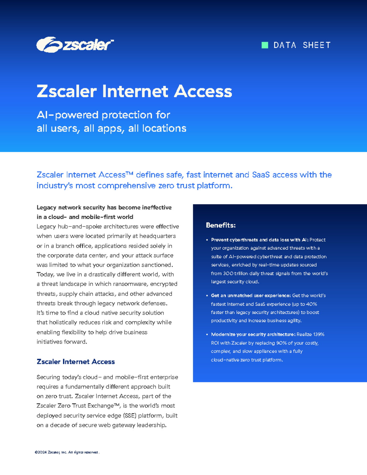 Zscaler-internet-access - DATA SHEET ©2024 Zscaler, Inc. All rights ...