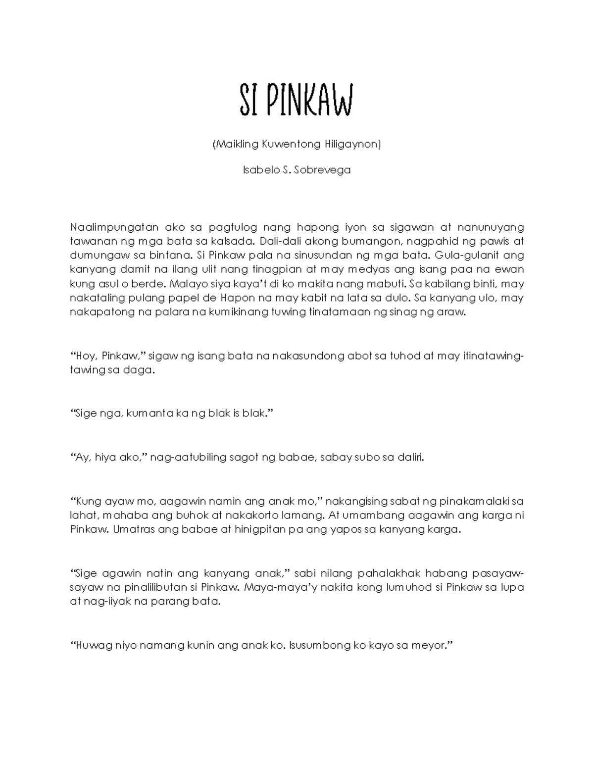 Inbound 3107530124498381555 - Si Pinkaw (Maikling Kuwentong Hiligaynon ...