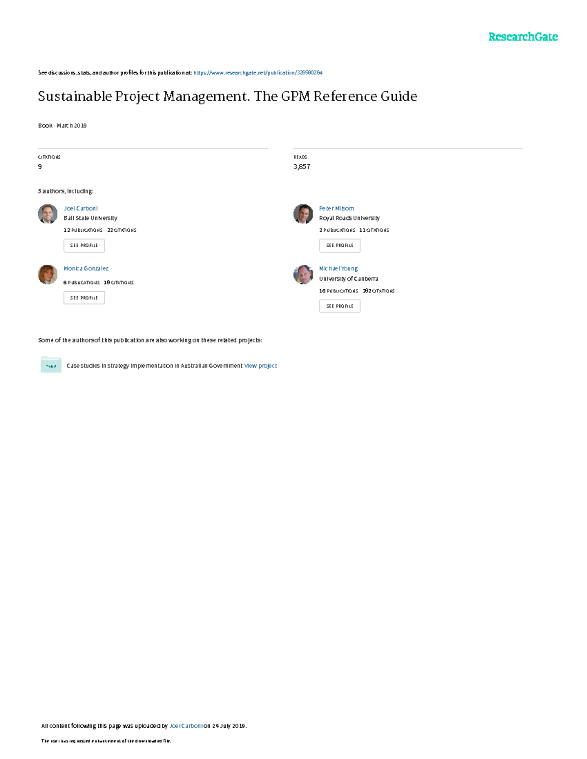 Sustainable Project Managementv 2 - See discussions, stats, and author ...