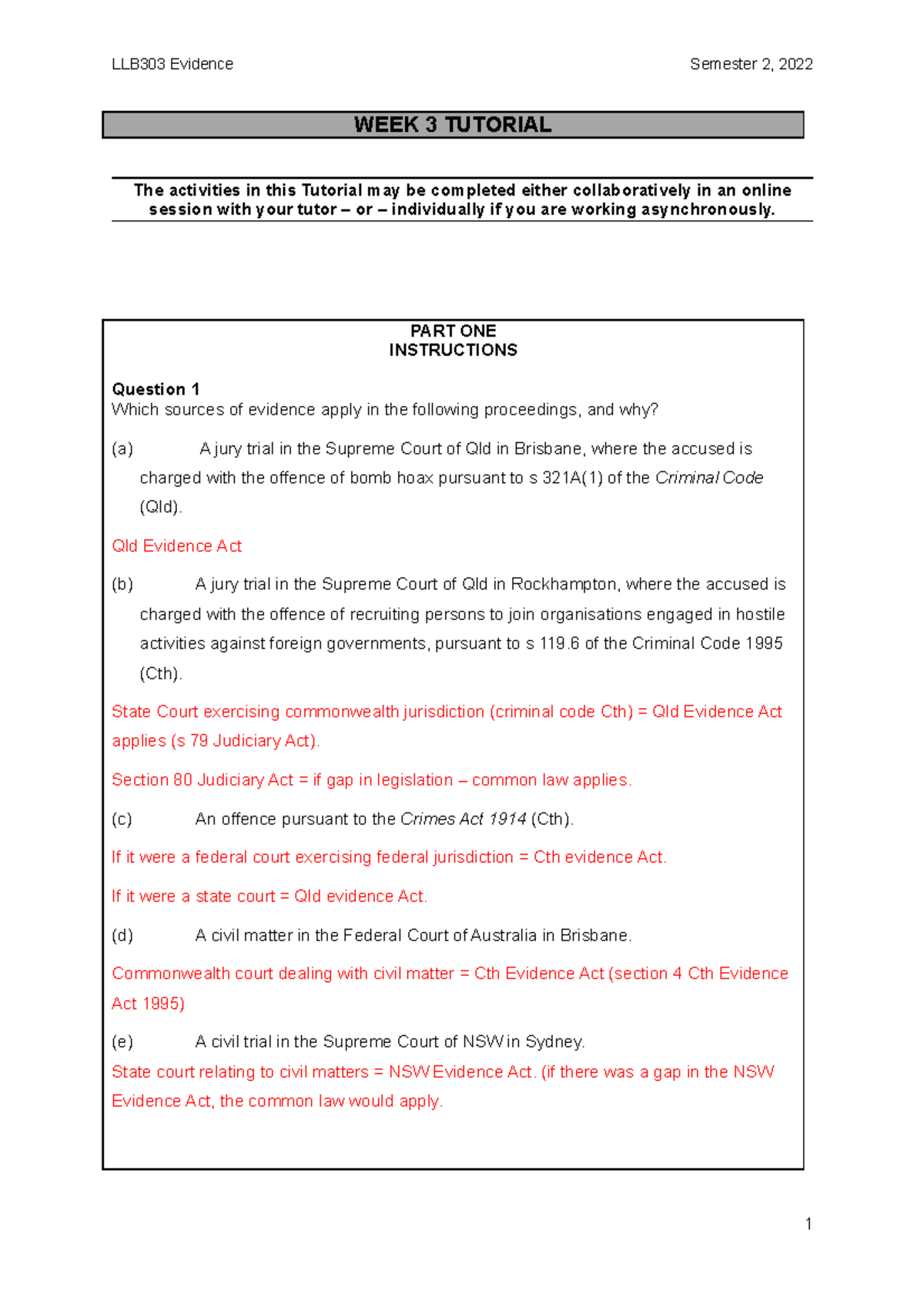 WEEK 3 Tue Activites Evidence - WEEK 3 TUTORIAL The activities in this ...