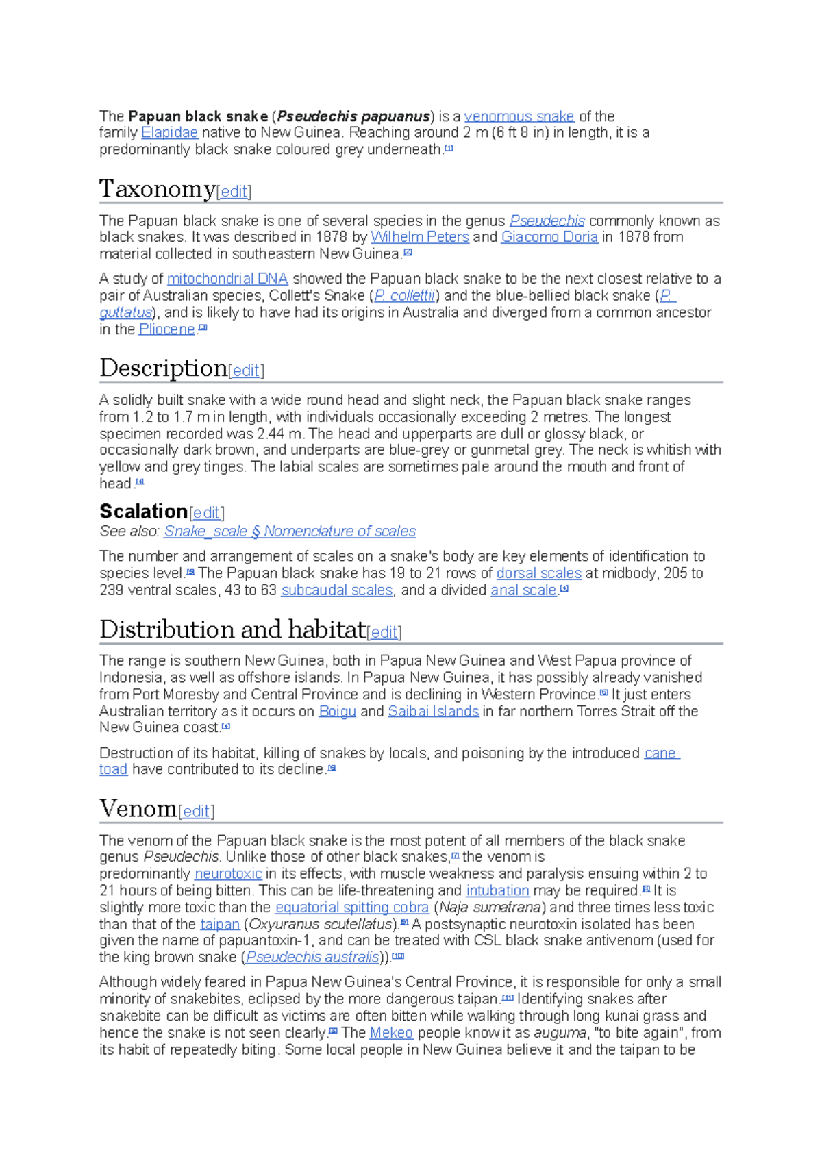 The1 - this for save keeping - The Papuan black snake (Pseudechis ...