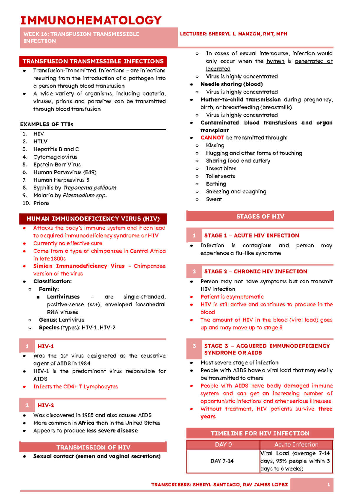 BB-LEC13 Transfusion- Transmissible- Infections-2 - WEEK 16 ...