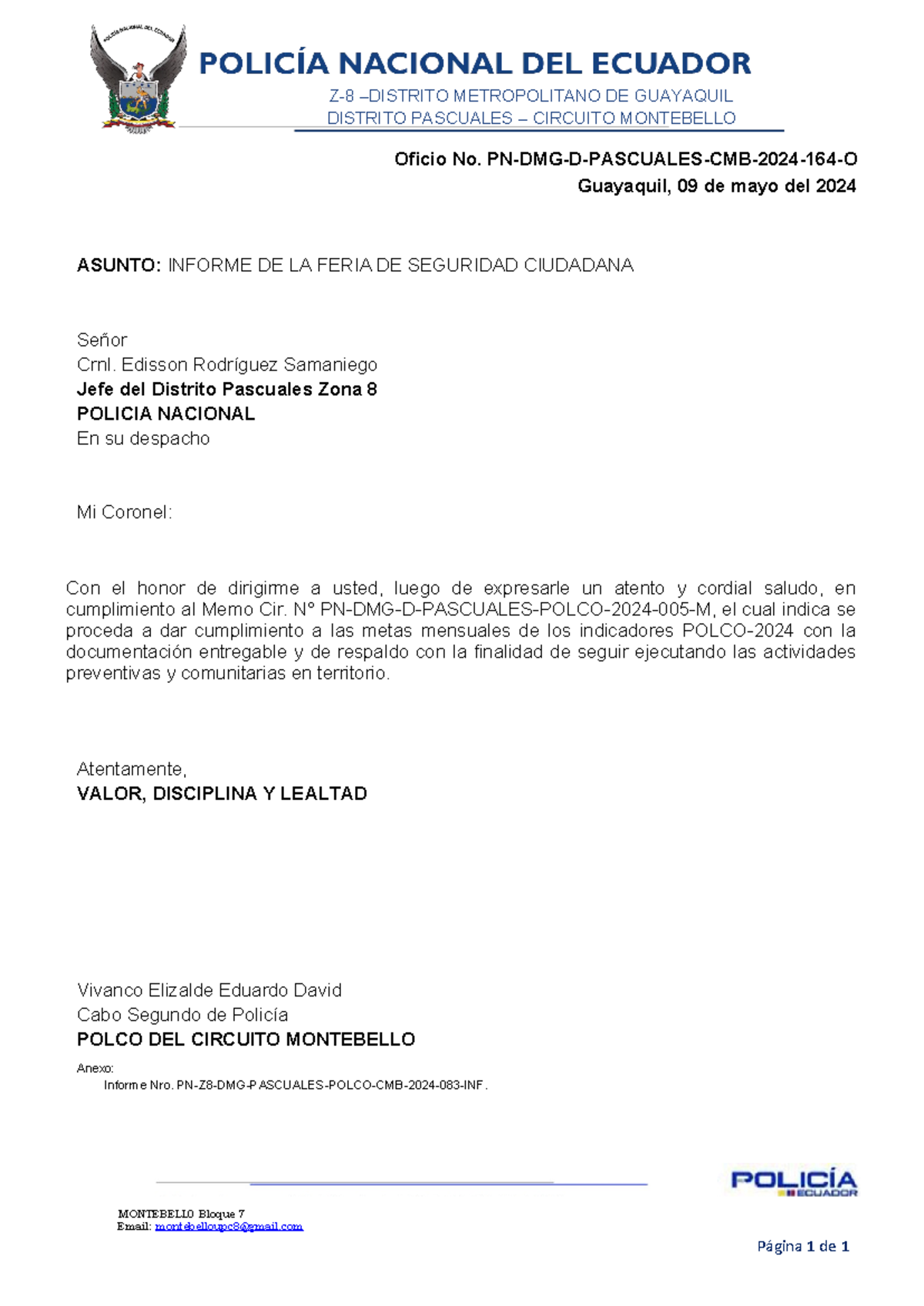 Oficio No - n o mfkvk fkvmvmfovv gffv - Z-8 –DISTRITO METROPOLITANO DE ...