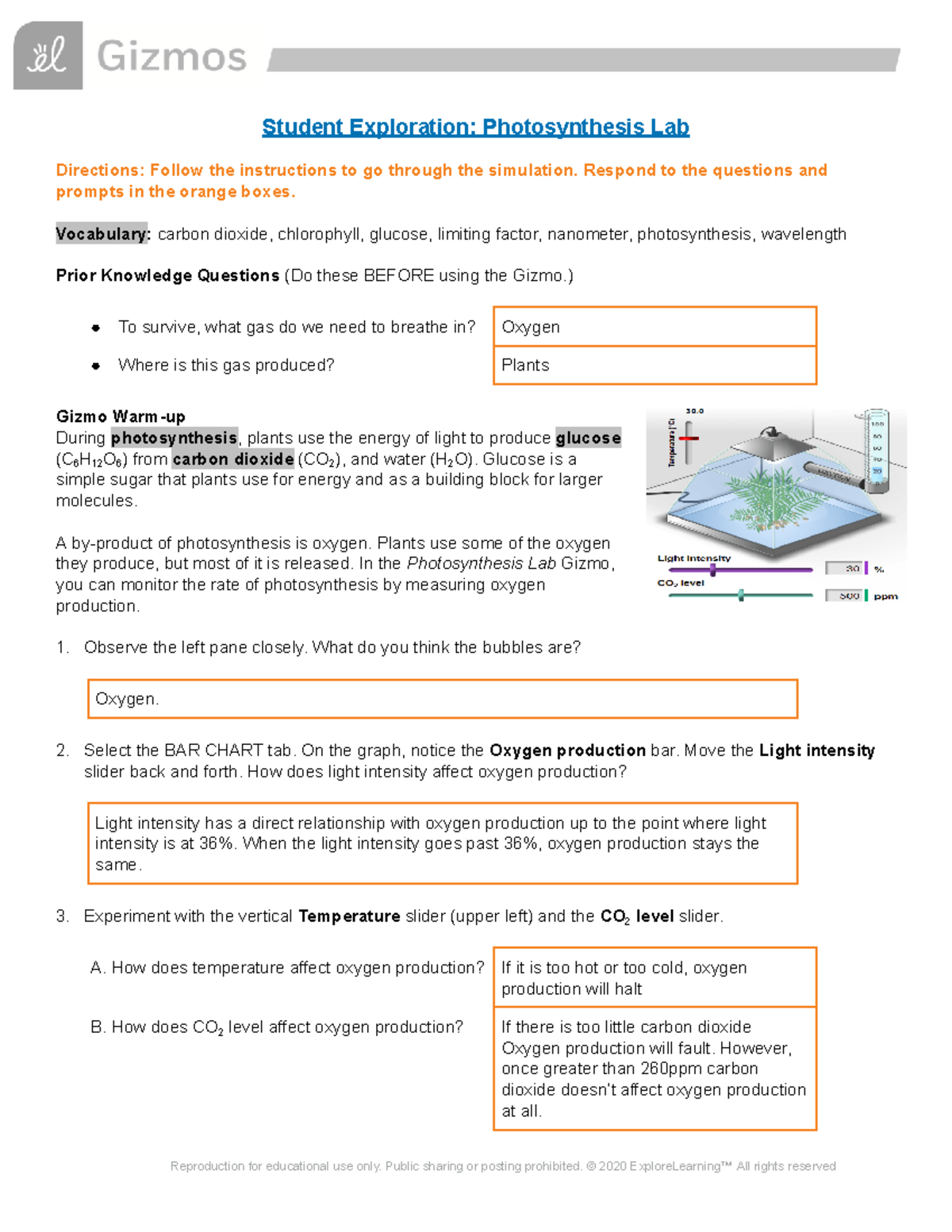 Photosynthesis Lab write up - Student Exploration: Photosynthesis Lab ...