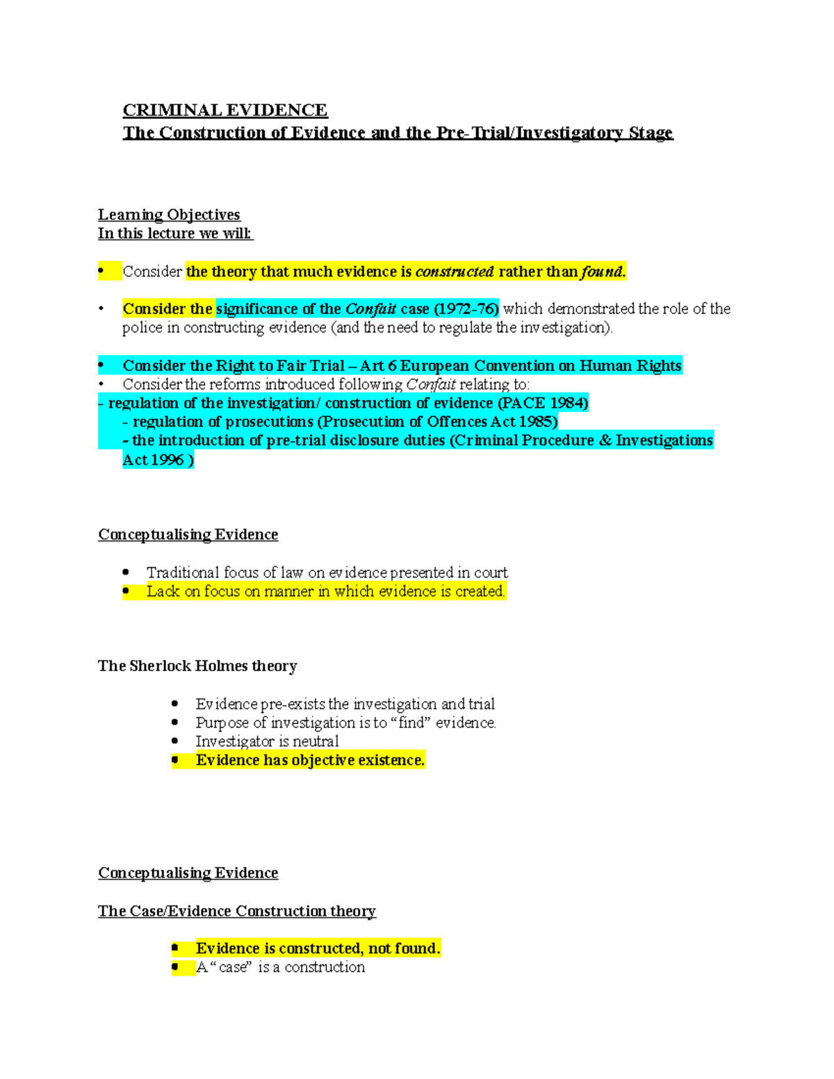 The Construction of Evidence and the Investigatory Stage - CRIMINAL ...