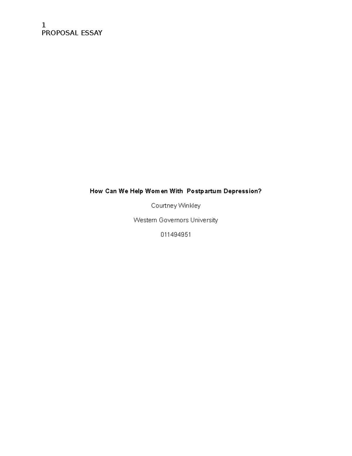 How to help women with ppd - PROPOSAL ESSAY How Can We Help Women With ...