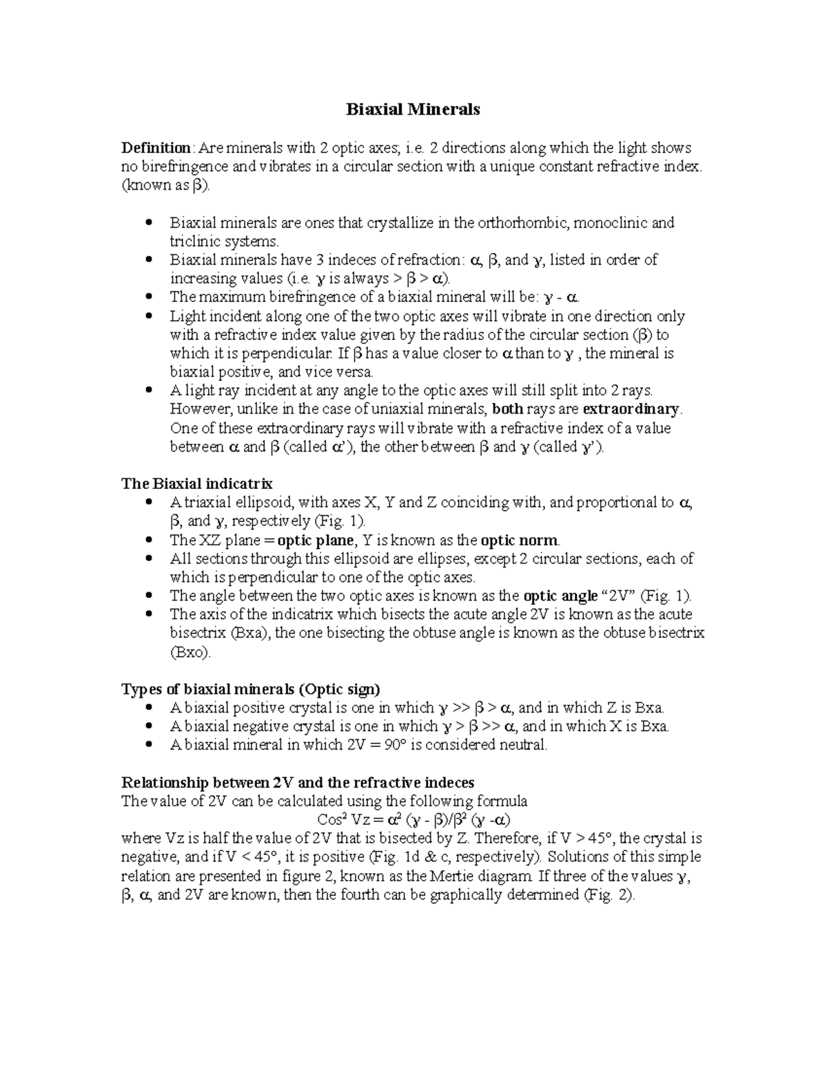 Biaxial Minerals - Lecture notes 1 - Biaxial Minerals Definition: Are ...