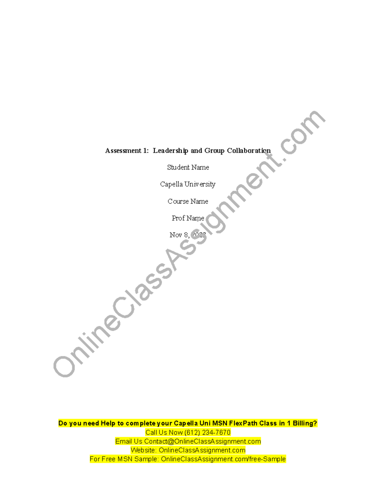 NHS FPX 5004 Assessment 1 Leadership and Group Collaboration ...