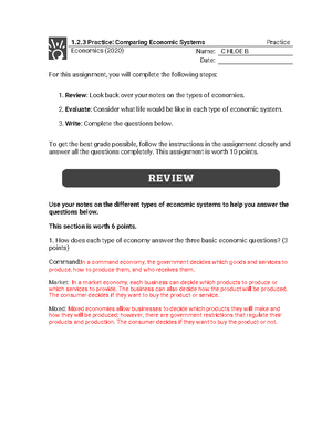 1.2.3 Practice - Comparing Economic Systems (Practice) - 1.2 Practice ...