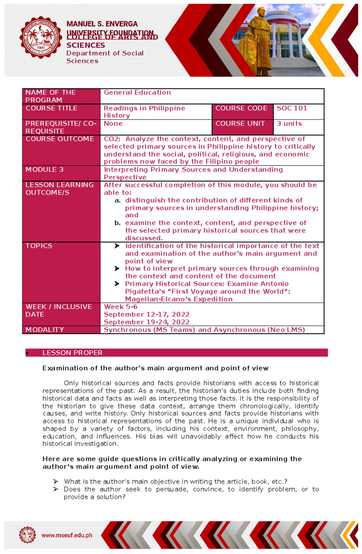 SOC-101 Course Module-3 - NAME OF THE PROGRAM General Education COURSE ...