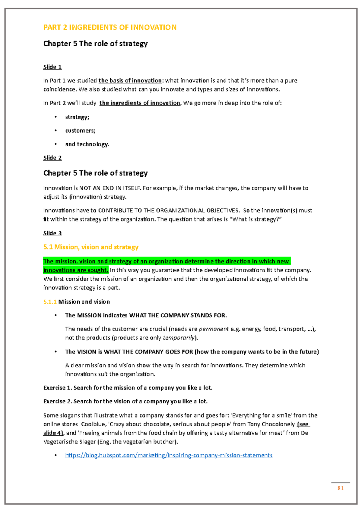 Chapter 05 The role of strategy - Chapter 5 The role of strategy Slide ...