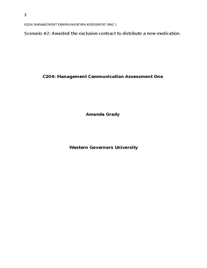 C204 Task 2 Executive Summary - upload - C204 - WGU - Studocu