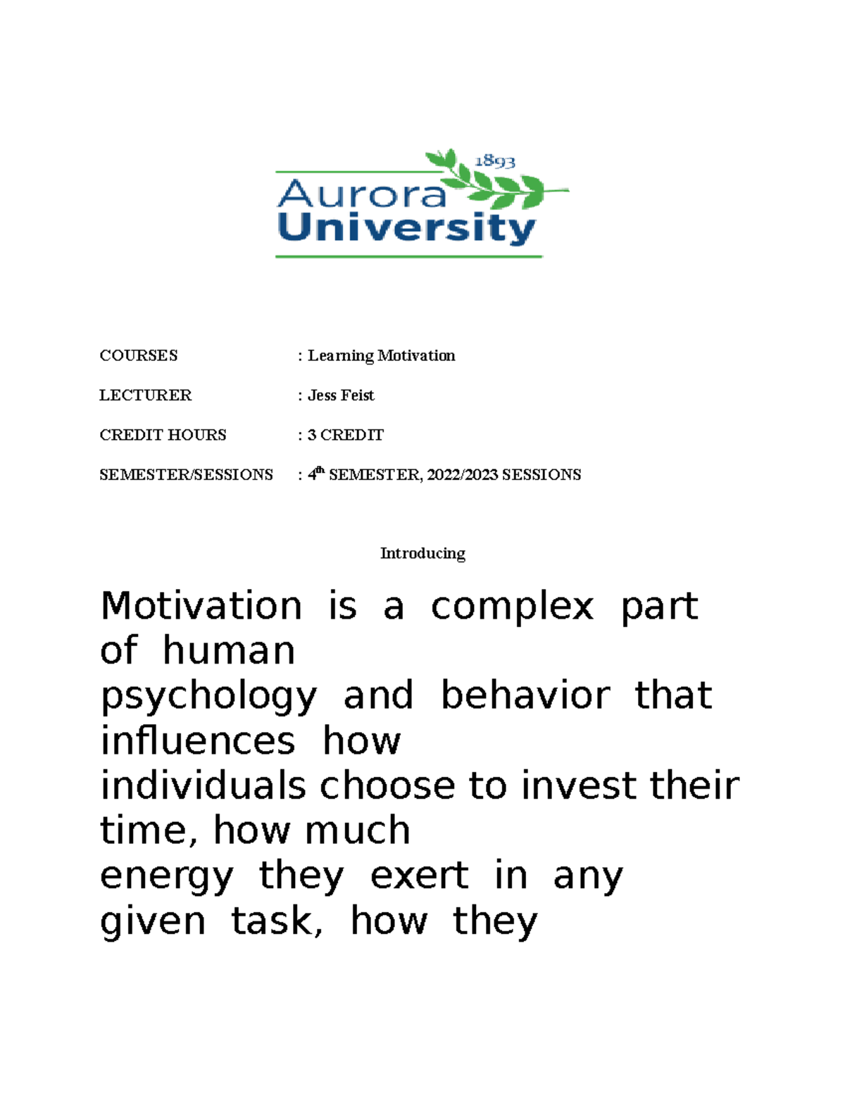 Introducing Learning Motivation - COURSES : Learning Motivation ...