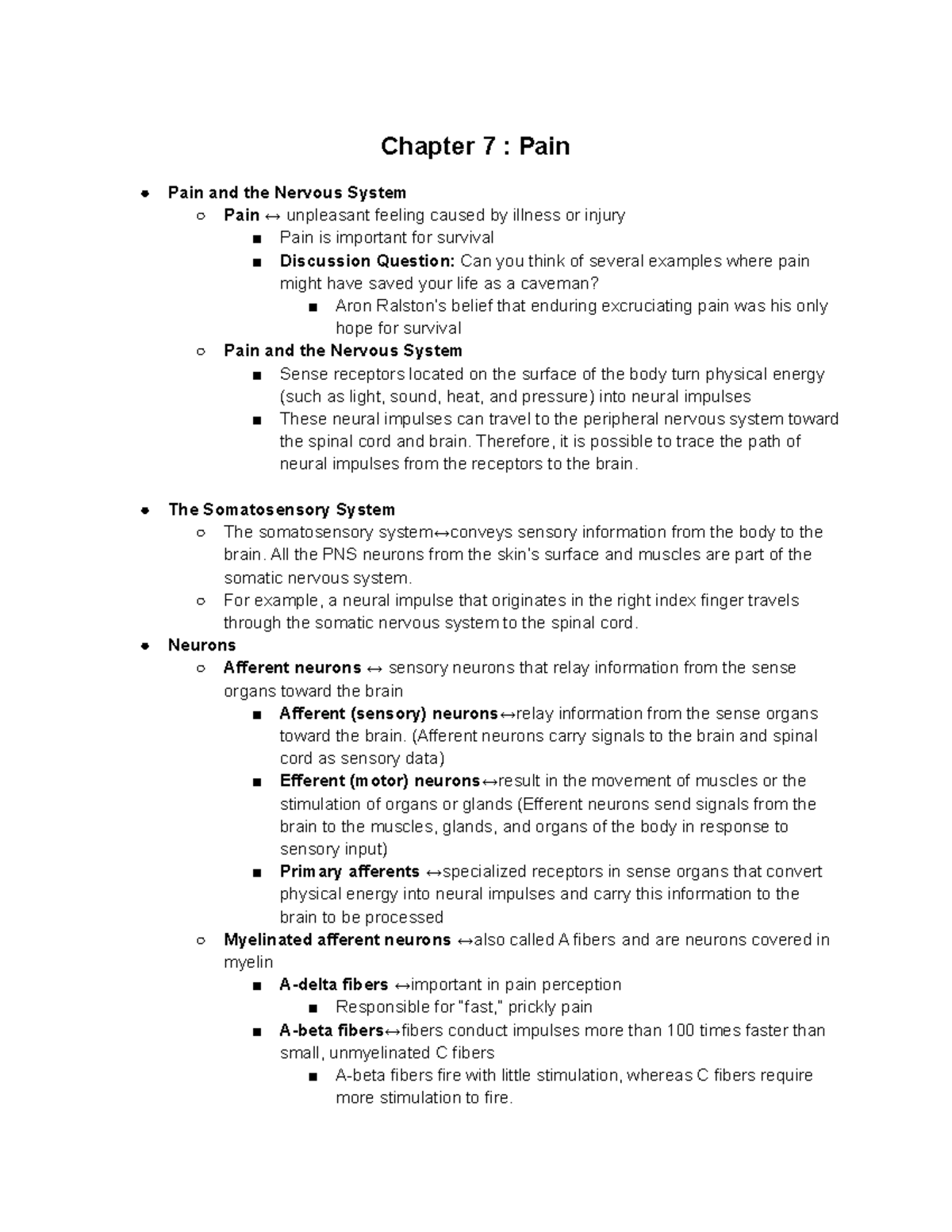 Chapter 7 Pain - Unit 2 - HEED 4357 - UT Arlington - Studocu