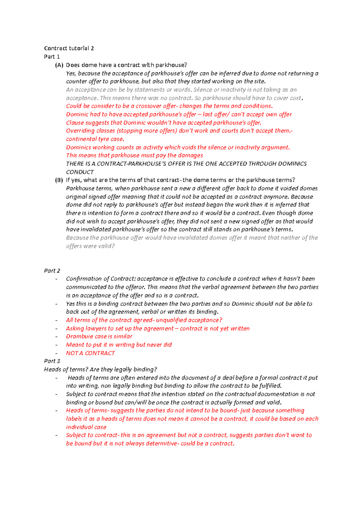 Contract tutorial 2 - An acceptance can be by statements or words. Silence or inactivity is not ...