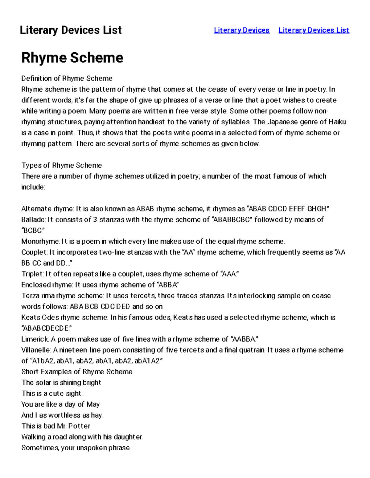 Rhyme Scheme Examples And Definition Of Rhyme Scheme Literary