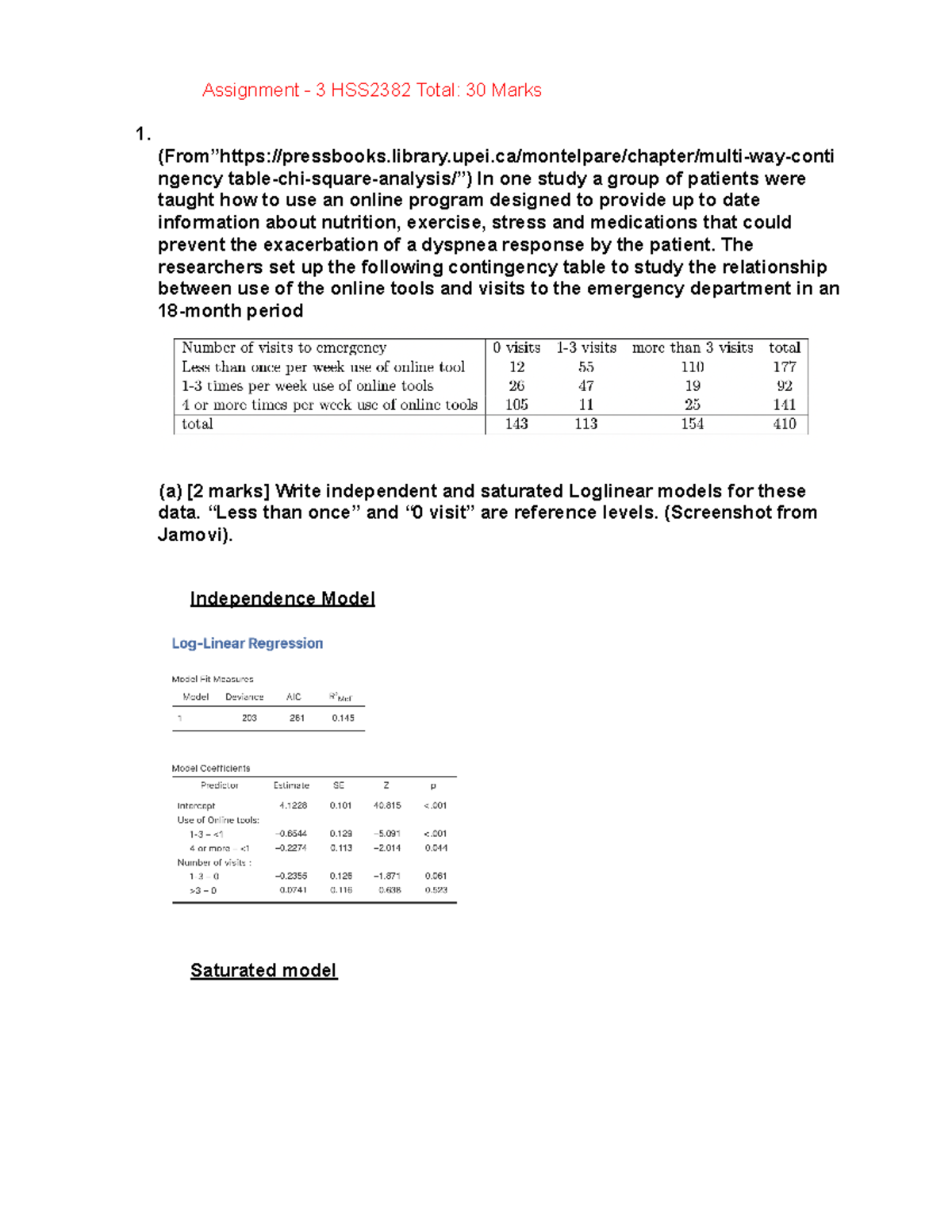 Assignment 3 2382 W23 - Assigmeent 3 solution corrected by TA - Assignment - 3 HSS2382 Total: 30 ...