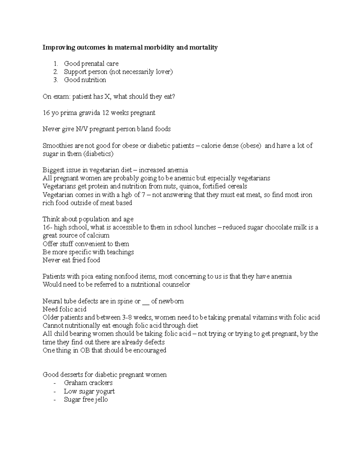 Class Review 1 - Improving outcomes in maternal morbidity and mortality ...