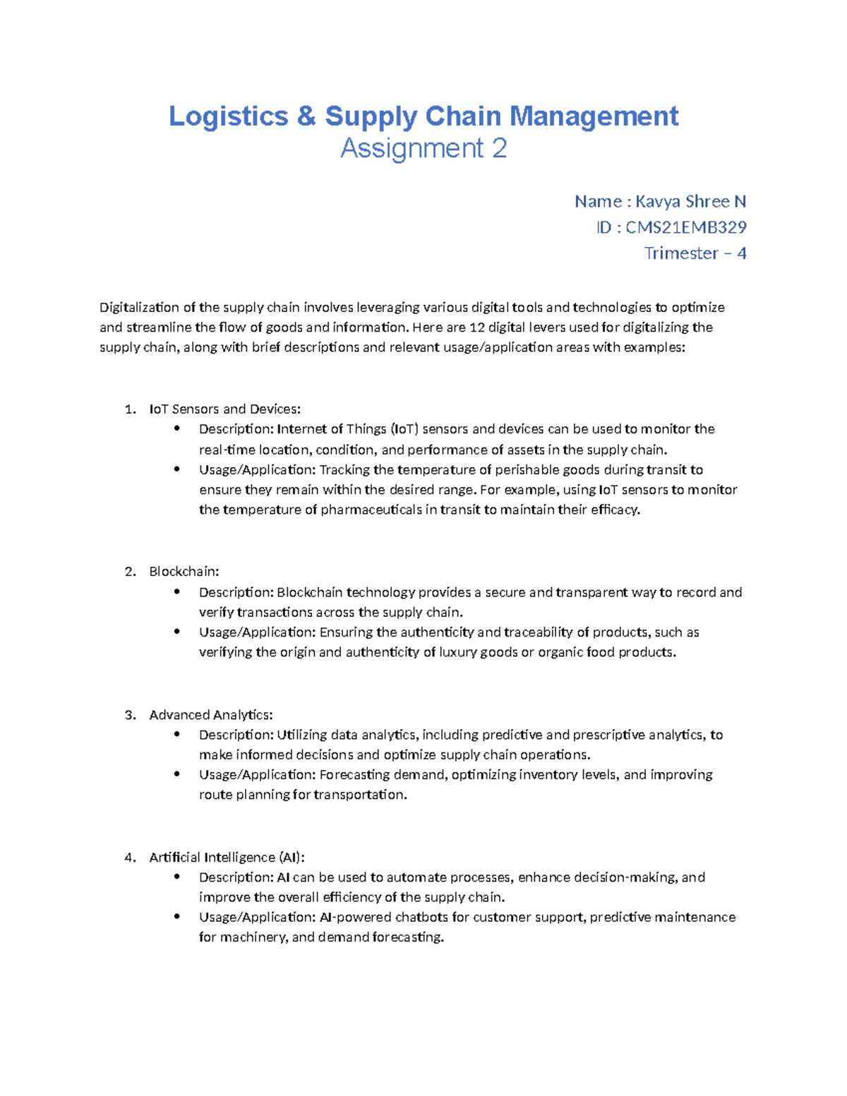 Assignment 2-LSCM - Logistics & Supply Chain Management Assignment 2 ...