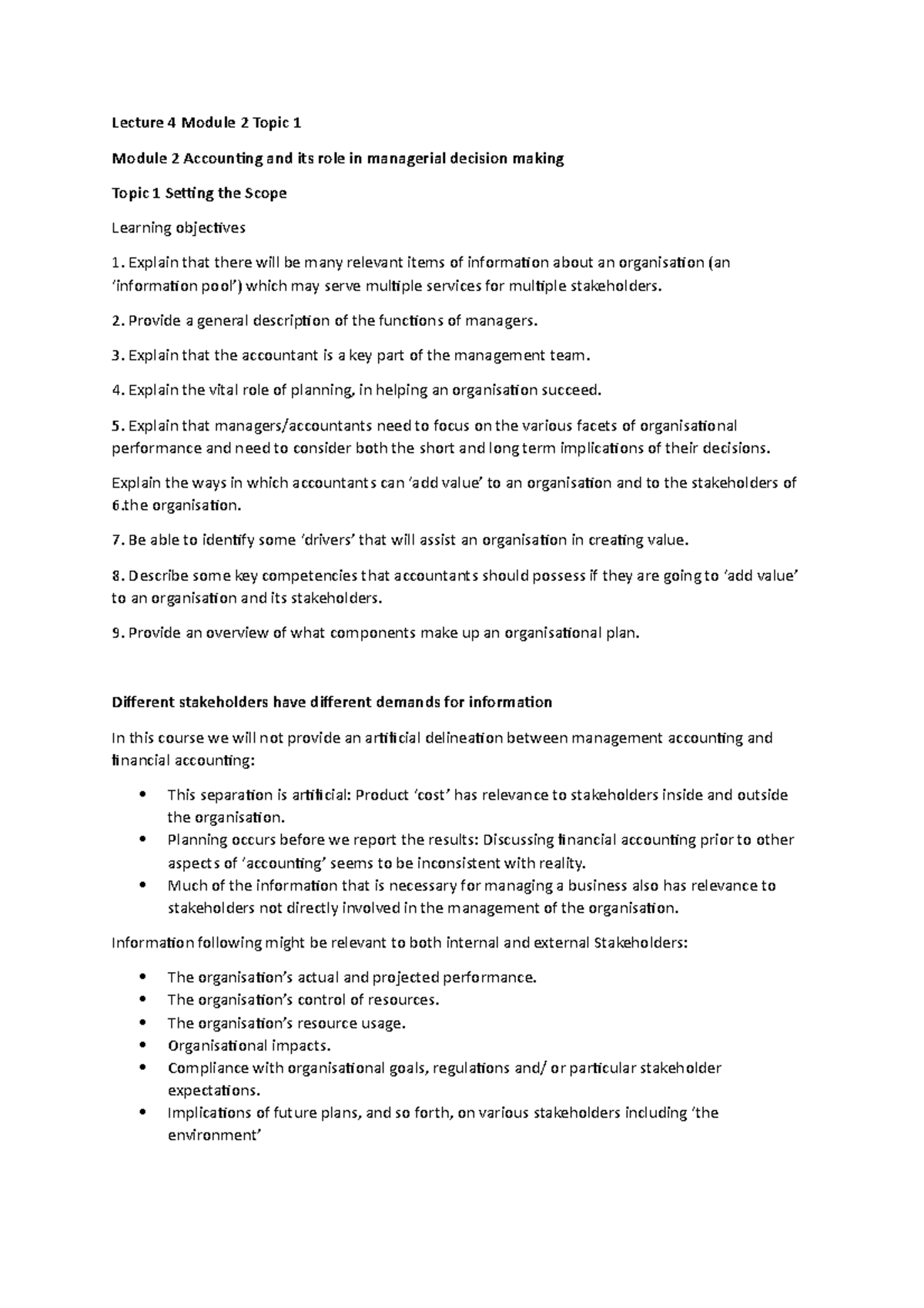 Week 4 Module 2 Topic 1 - Lecture notes 4 - Lecture 4 Module 2 Topic 1 ...