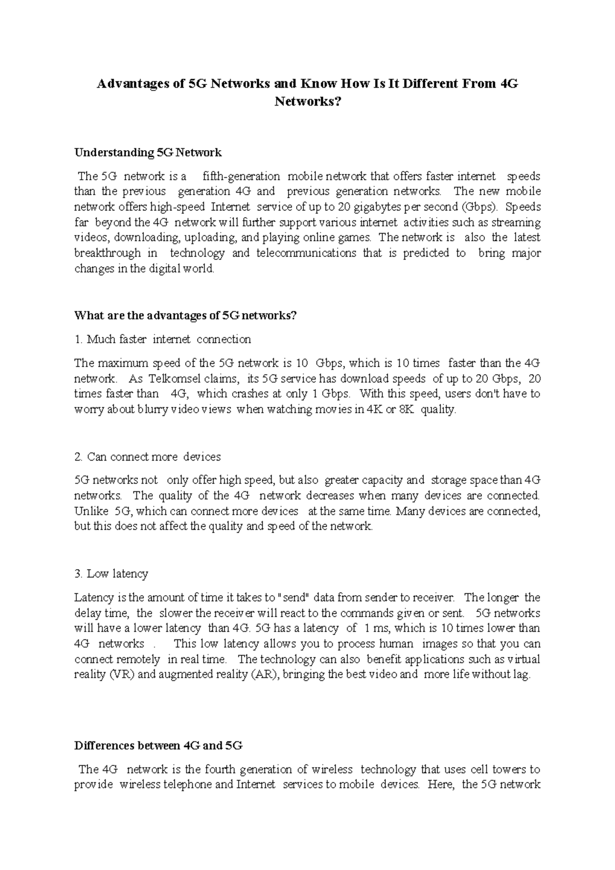Advantages of 5G Networks and Know How Is It Different From 4G Networks ...