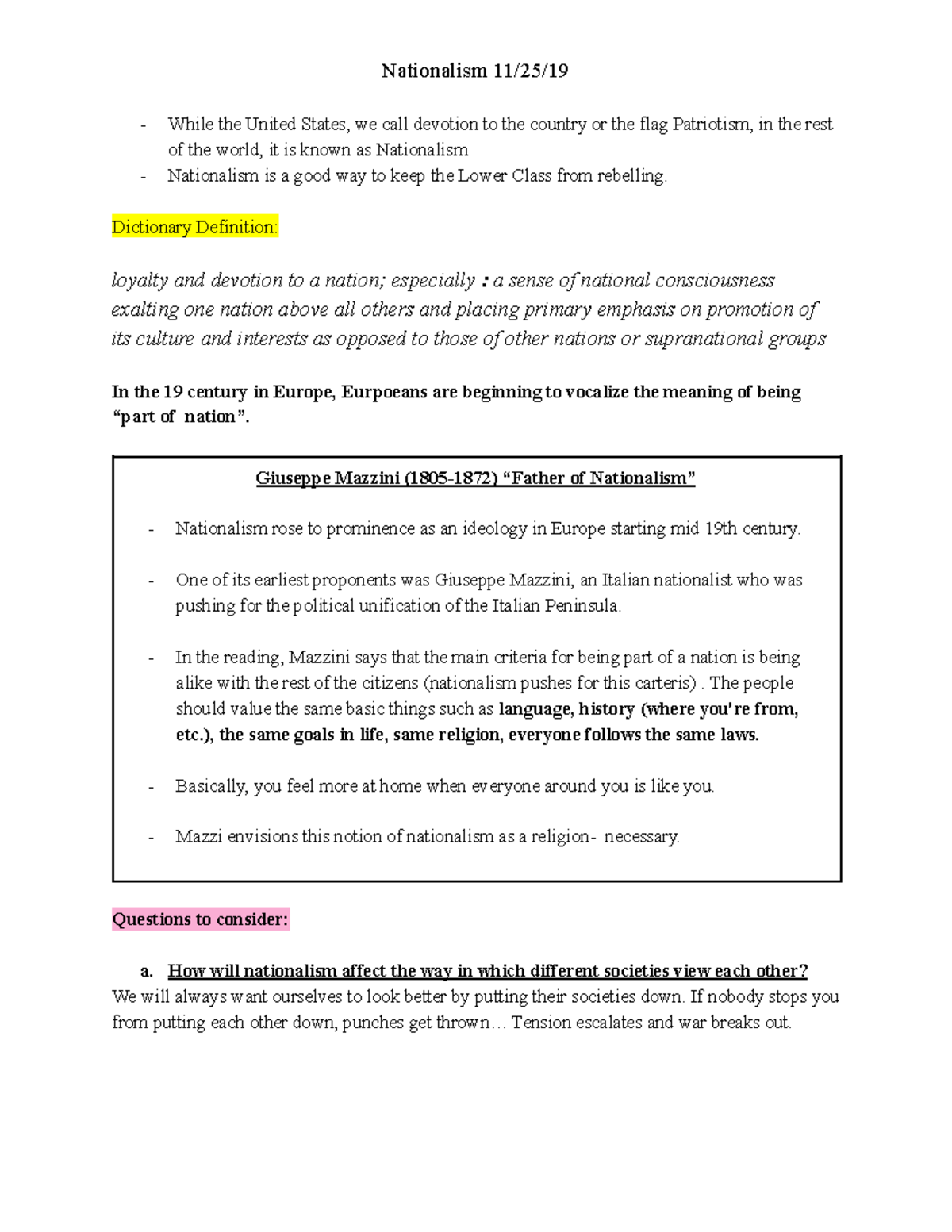 Nationalism and Social Darwinism Notes - While the United States, we ...