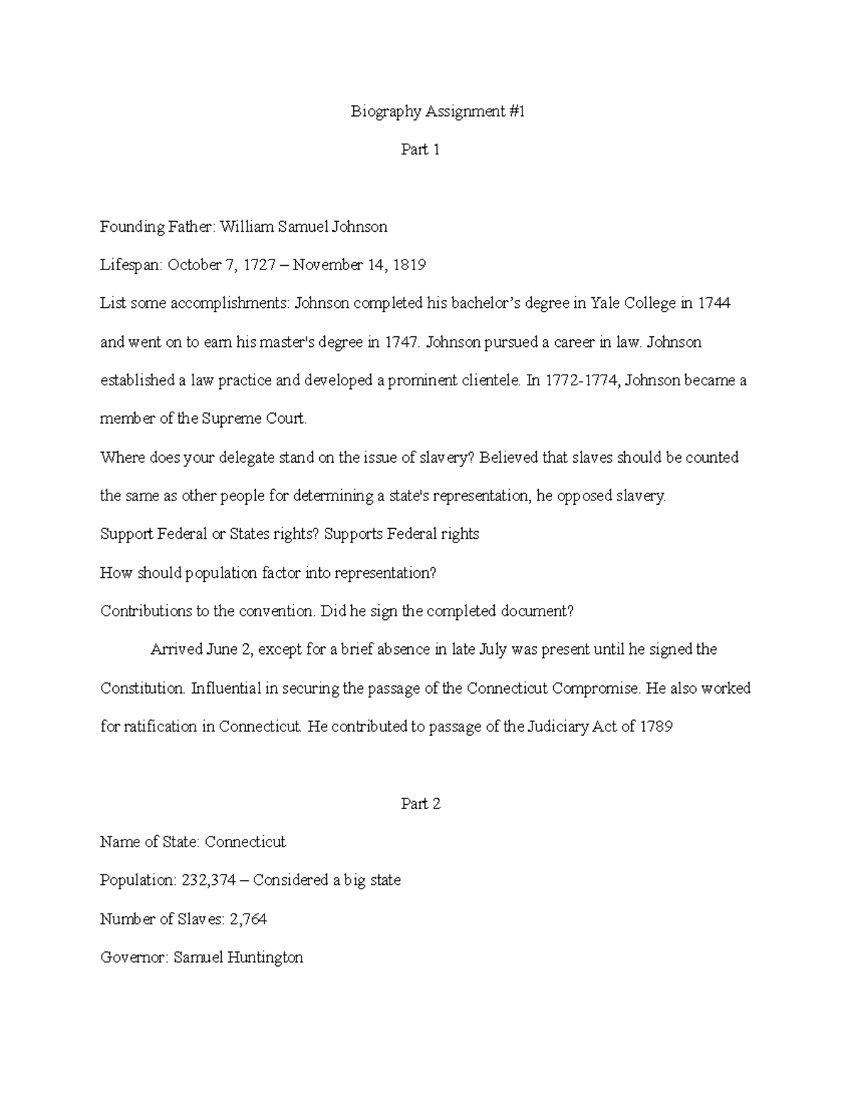 Cor 100 - biography assignment - Biography Assignment # Part 1 Founding ...