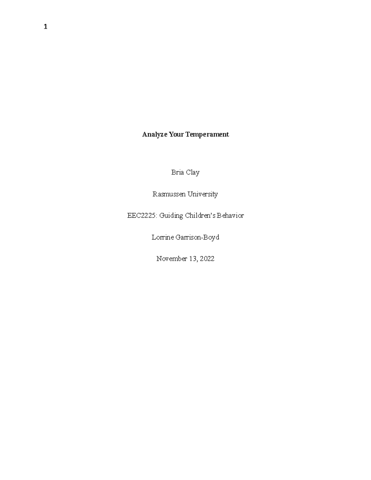 BClay Analyze Your Temperament 11132022 - 1 Analyze Your Temperament ...